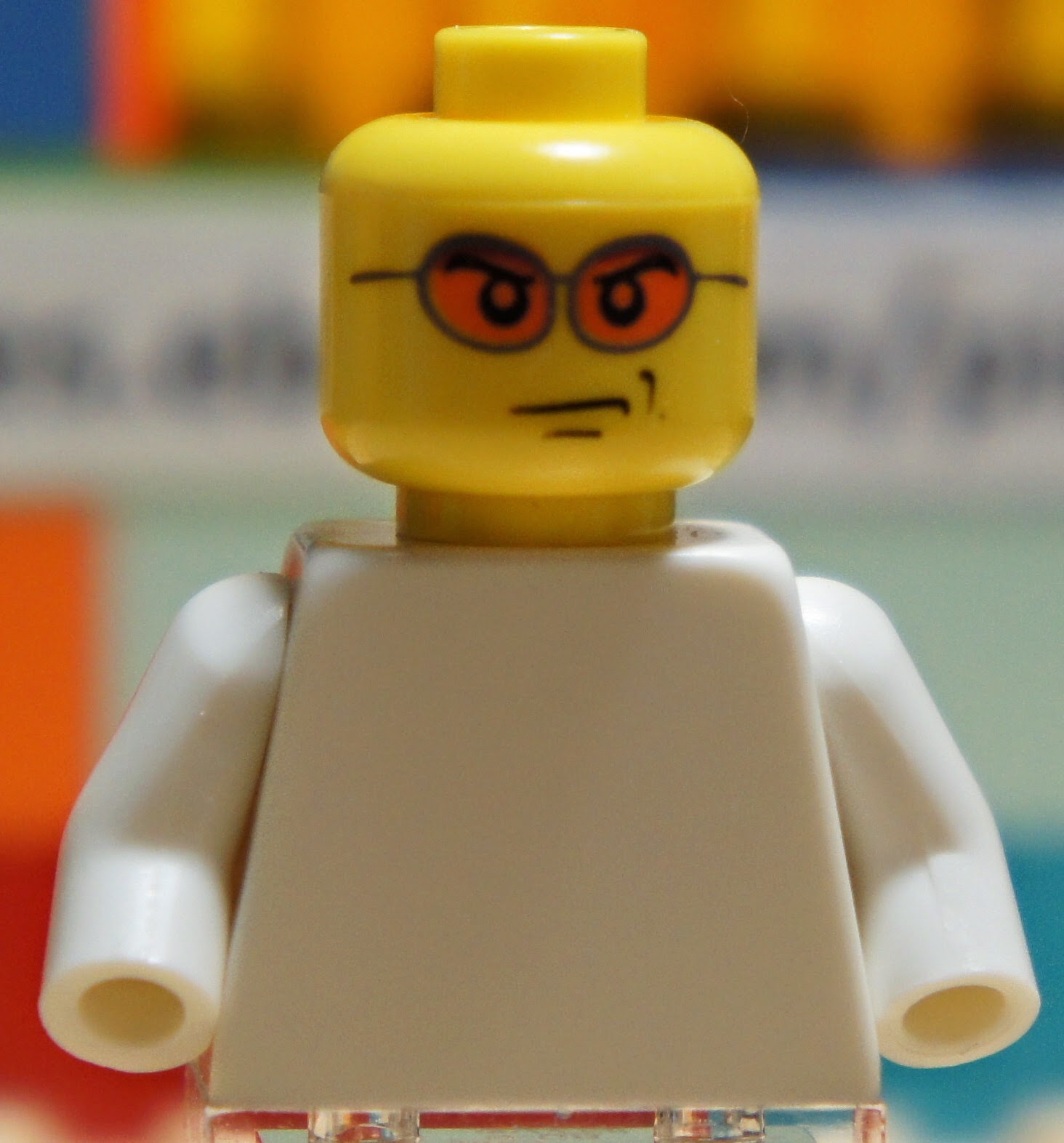 LEGO Head Face GRUMPY GUY Grin Orange Eyeglasses - Body Part for ...