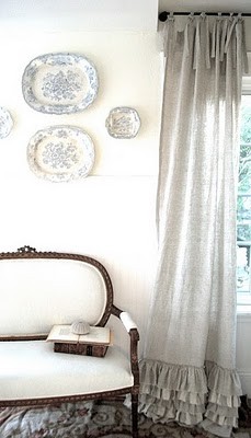 Cottage by Design with Trish Banner: White Linen Curtains with Ruffles