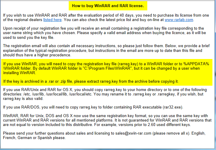 Knowledge: How to install WinRAR (with rarreg.key)