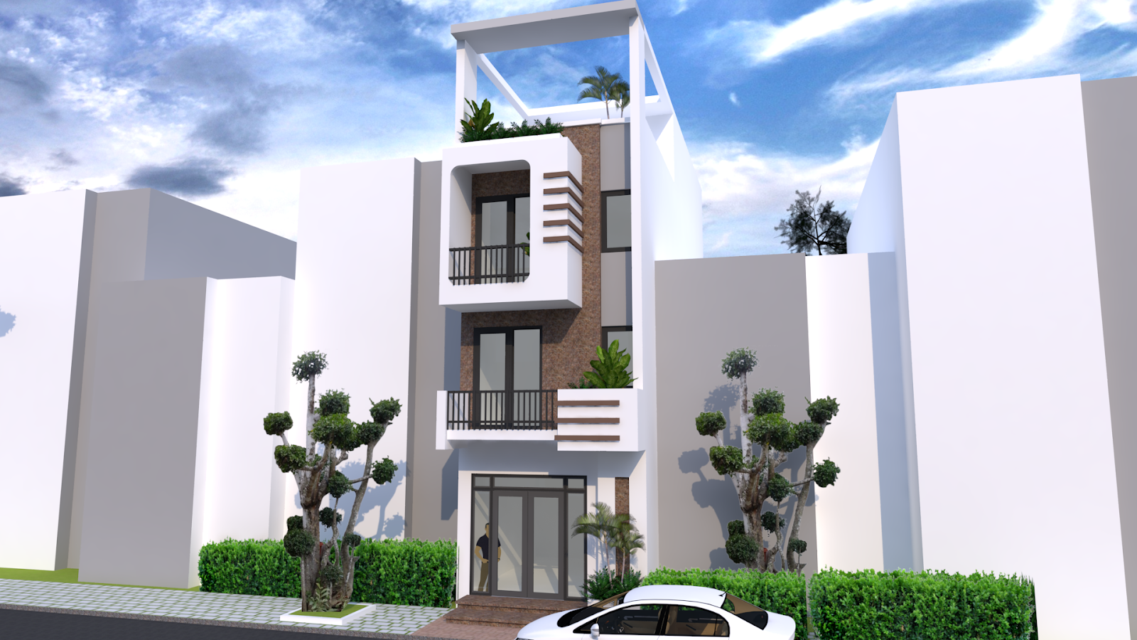 Sketchup 4 Story Narrow House Plan 4.2m | SaM ArchitecT