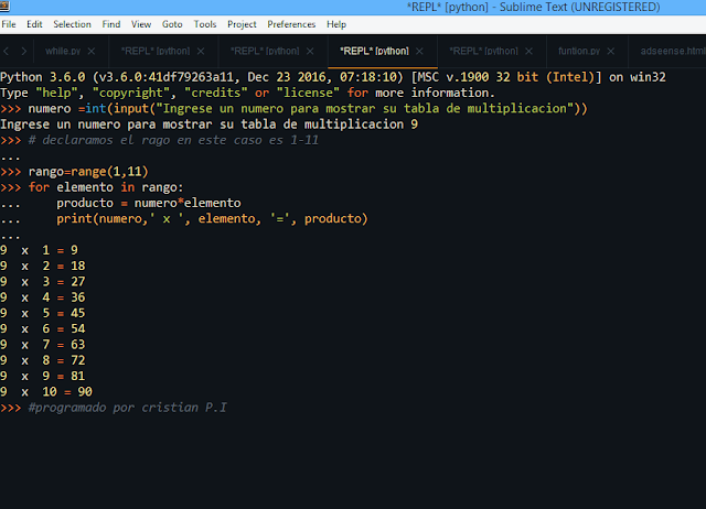 como hacer tabla de multiplicar en python 3.8.0 ~ Articulos de ...