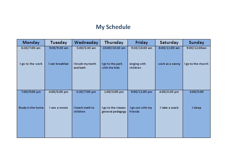 Blanca: My Schedule