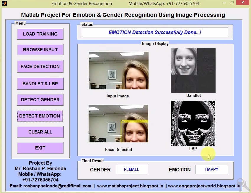 Emotion And Gender Recognition Using Image Processing Matlab Project