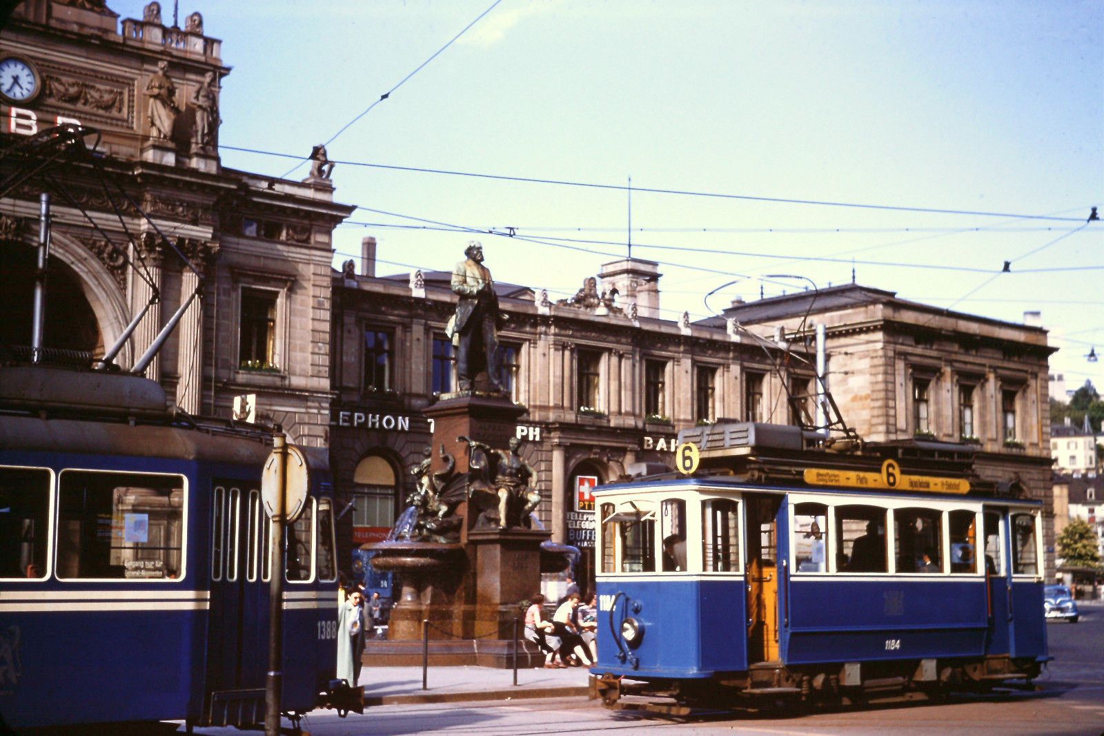 transpress nz: vintage Zurich 4-wheel tram, Switzerland