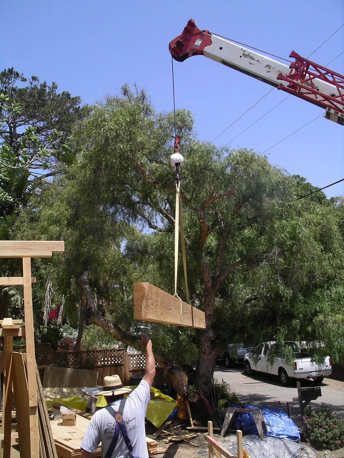 Home Remodeling Step By Step: Step 17. 5 - Hoisting Beams with a Crane ...