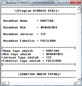 Program C++ Menampilkan Biodata Diri | Nadym Fatwa Blog's