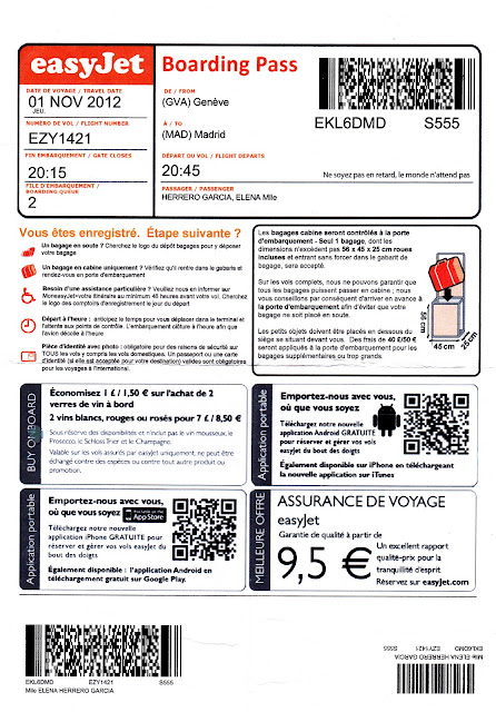 The traveler's drawer: EASYJET. Boarding Pass for the flight EZY1421 ...
