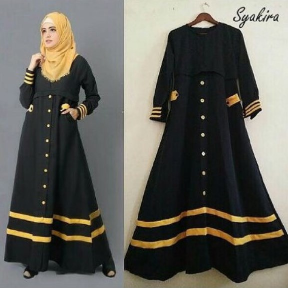Gambar Gamis Hitam Kombinasi - Model Hijab Terbaru