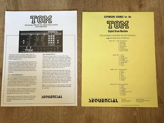 MATRIXSYNTH: SEQUENTIAL CIRCUITS TOM DRUM MACHINE & Expansion Sounds Brochures