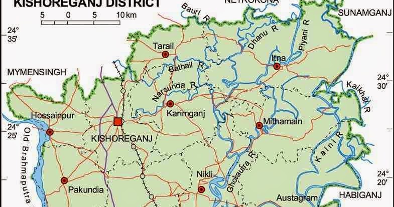 Kishoreganj Zila Map, Dhaka Division, Bangladesh