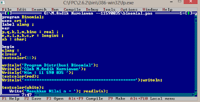 Andik: Program Pascal Distribusi Binomial