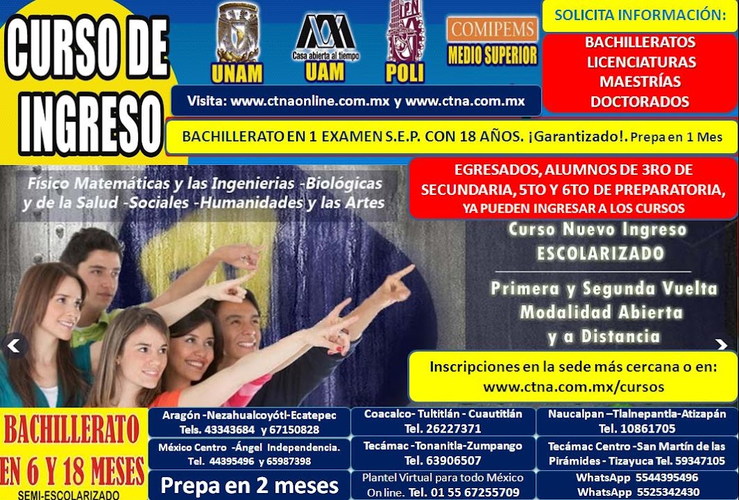 Curso Unam 2020, Curso Comipems 2020, Cursos preparación IPN 2020, UNAM, UAM, Prepas ...