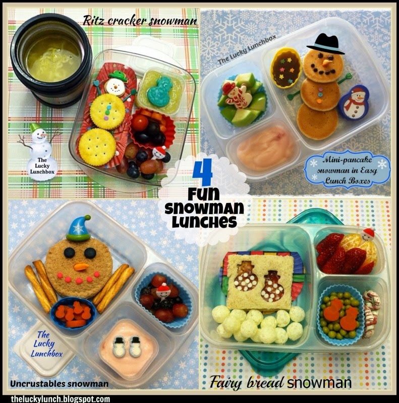 The Lucky Lunchbox: Four fun snowman lunches