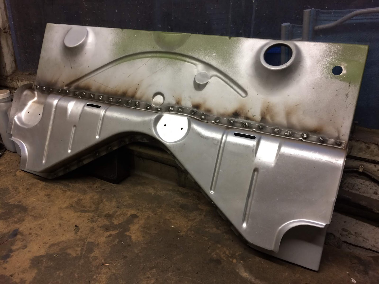 1965 VW Beetle Restoration: Uniting the front bulkhead panels