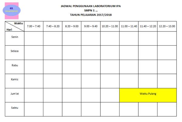 Format Jadwal Penggunaan Laboratorium IPA - Guru Loyal