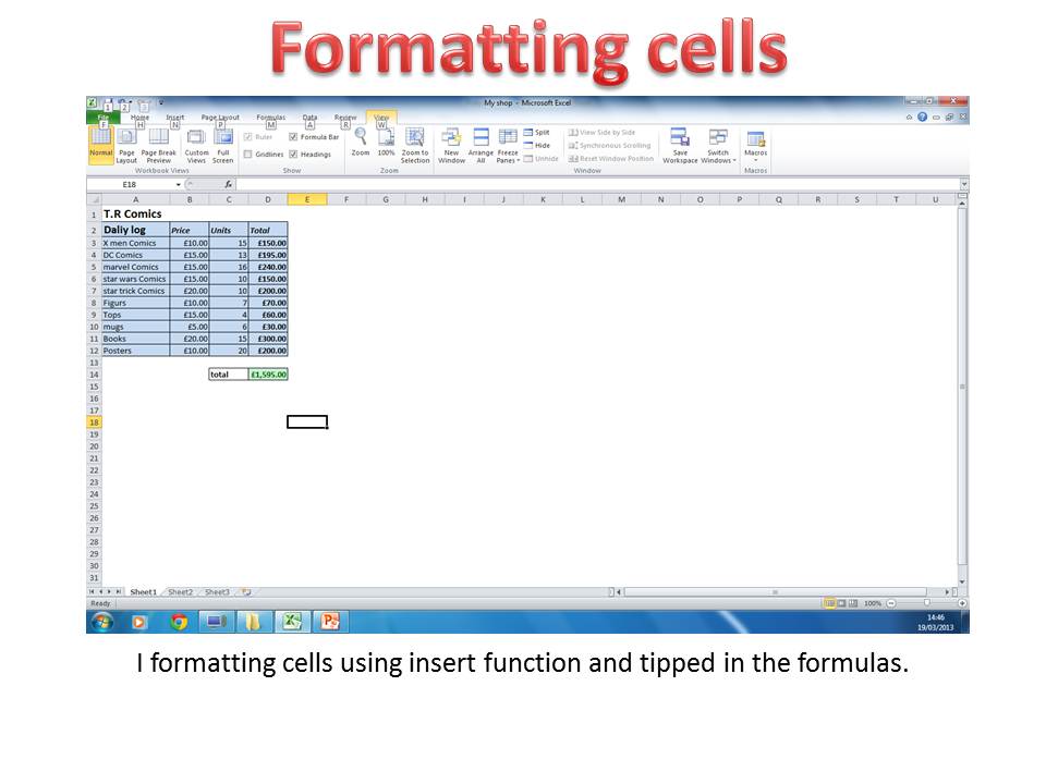 toby rose ict: Formatting cells