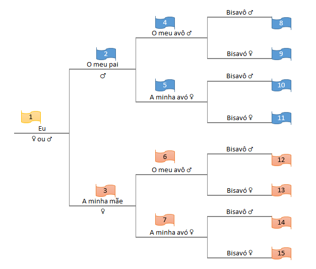 Na elaboração de uma lista Sosa, os genealogistas separam as gerações ...
