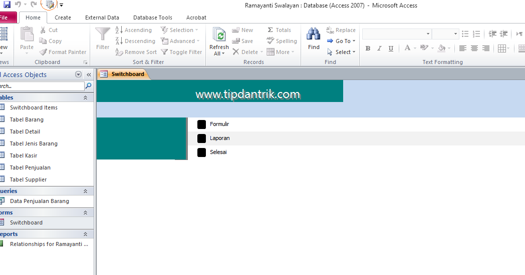 Bagaimana Cara Menampilkan Switchboard Manager Di Microsoft Access 2010 - Langsung Ke Blog