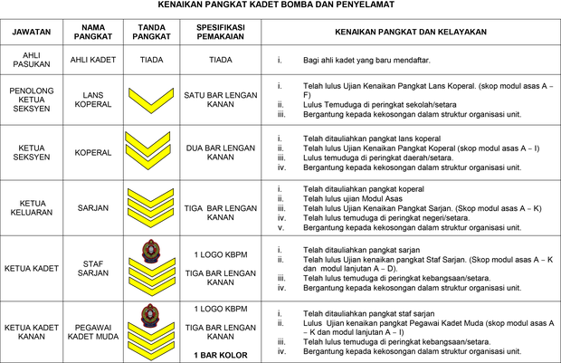 KENAIKAN PANGKAT KADET BOMBA DAN PENYELAMAT