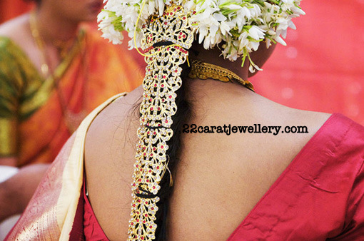 Gold Jada(choti) Design with Diamonds and Rubys - Jewellery Designs