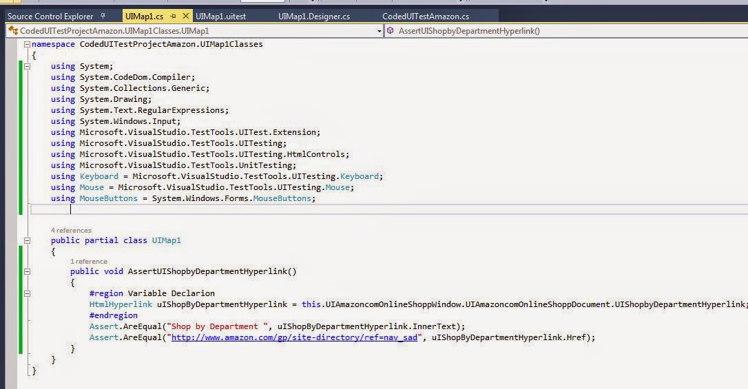 IT DON'T WORK: STEP #6: Add Custom Assertion to UIMap1.cs file that ...