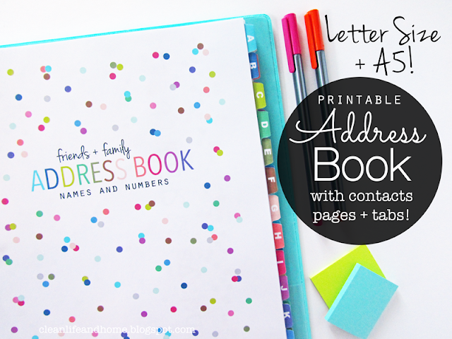 Clean Life and Home: NEW Printable Address Book with Tabs! Lots of Dots