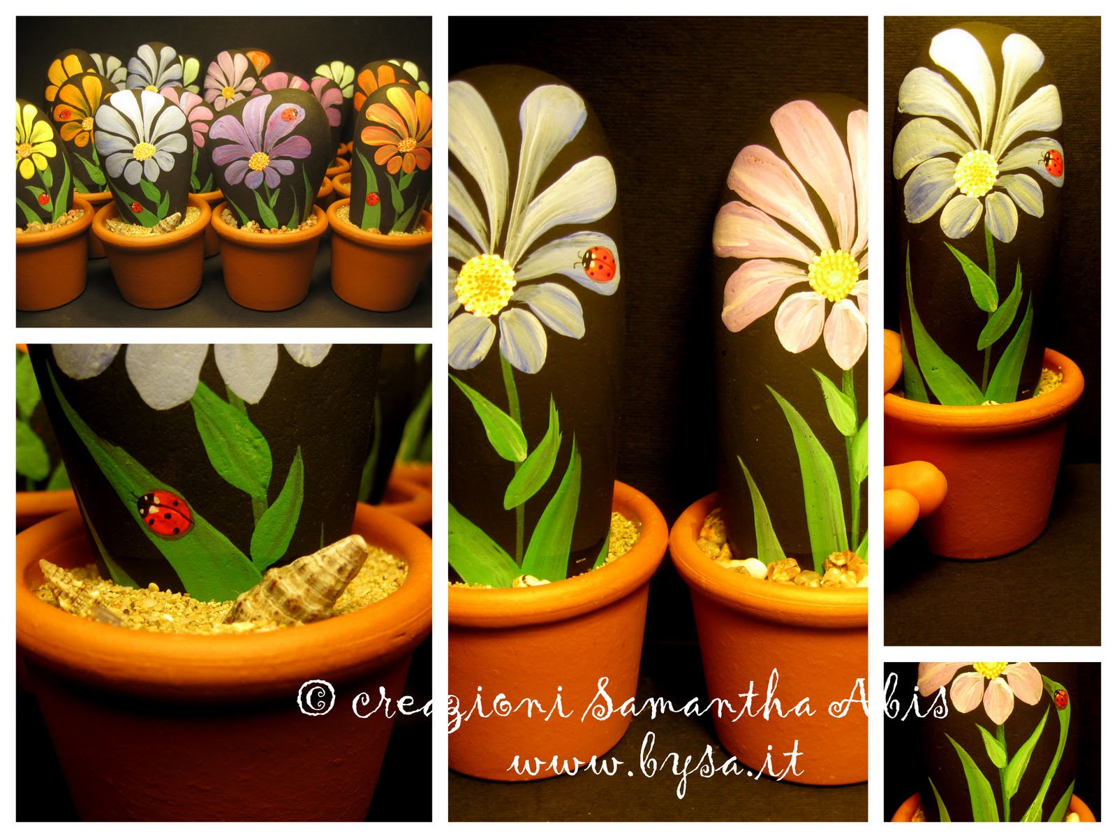 Bomboniere matrimonio: margherite colorate dipinte su sasso , in ...