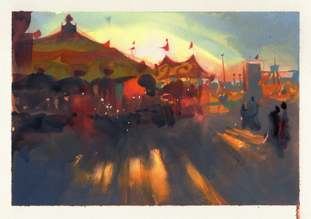 Land Sketch: County Fair in watercolor!