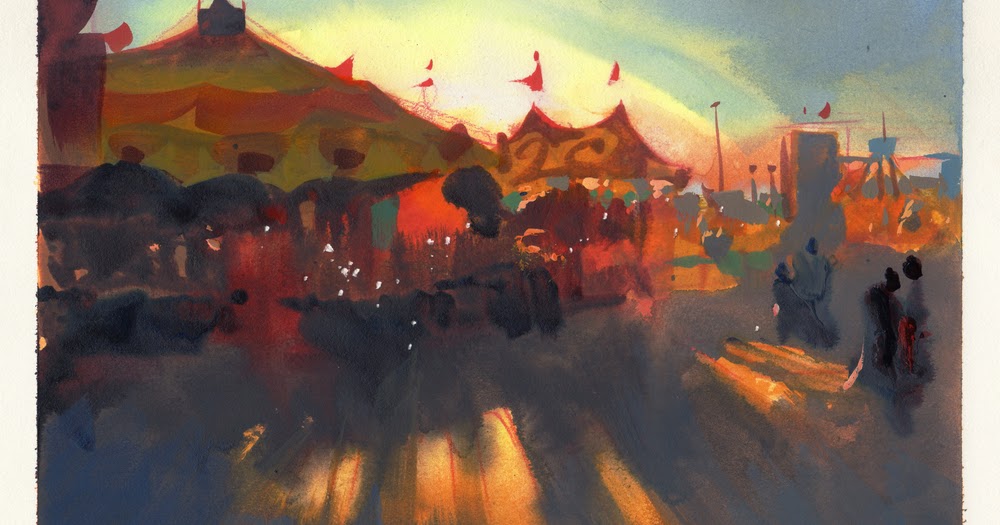 Land Sketch: County Fair in watercolor!