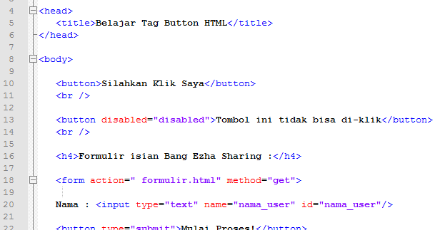Bang Ezha Sharing Tutorial Form Html Part 3 Fungsi Dan Cara Penggunaan Tag Button Html