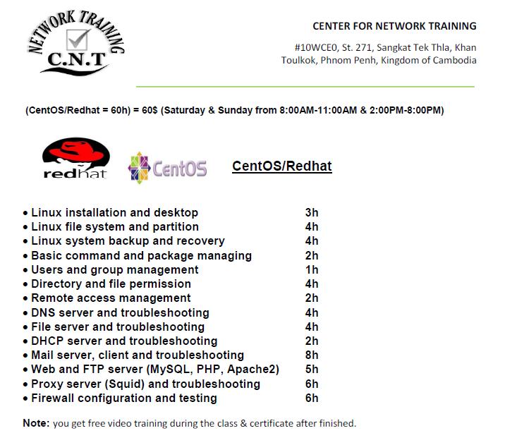 CENTER FOR NETWORK TRAINING (CNT) is based on Microsoft, Cisco & Linux