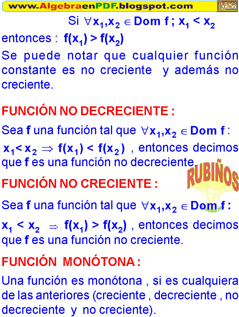 QUE ES UNA FUNCION CRECIENTE DECRECIENTE Y MONOTONA EJEMPLOS