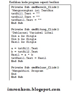 Contoh Program Sederhana Visual Basic 6.0 | Imron