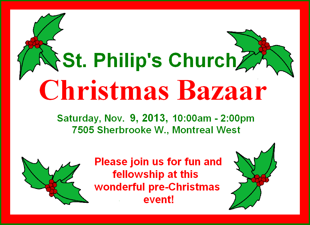 St. Philip's Anglican Church: Christmas Bazaar: Your Center For All ...