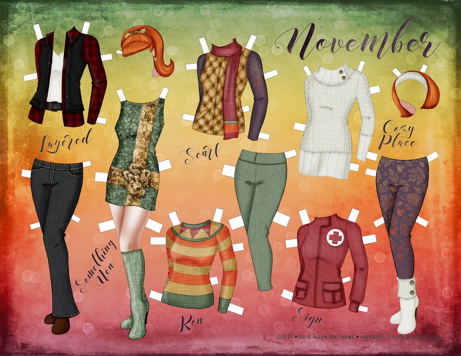 Paper Doll School: November Paper Doll - Set 5