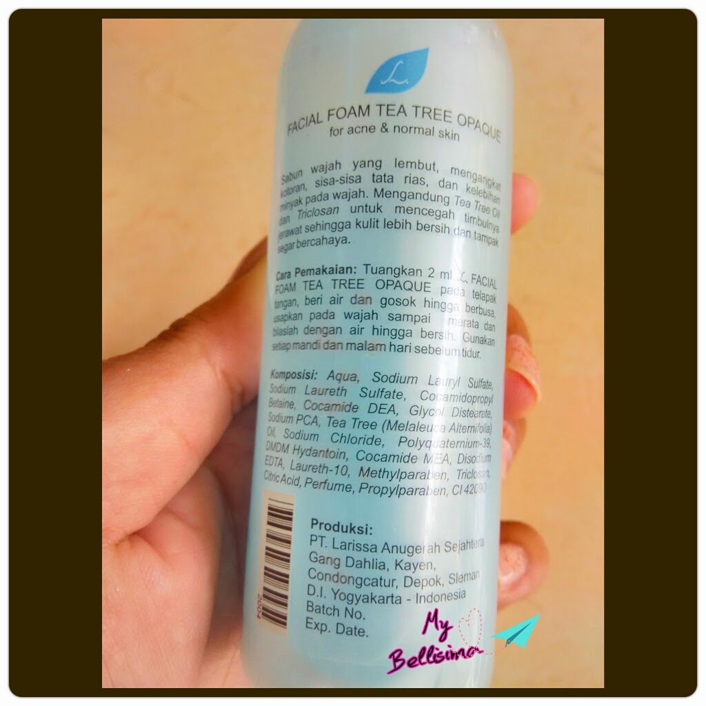 Larissa Facial Foam Tea Tree Opaque dan Larissa Acne Lotion - My Bellisima