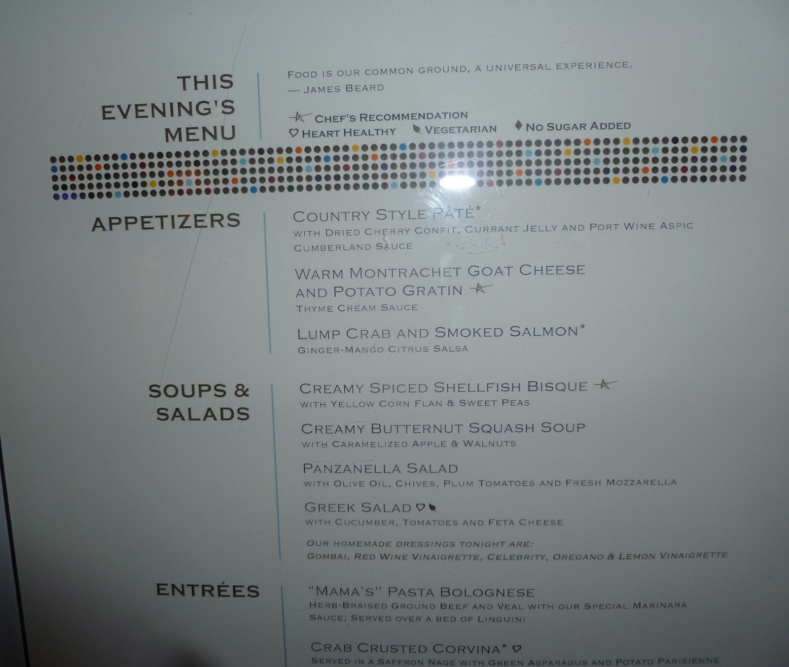 Transatlantic on Solstice from a Celebrity Newcomer: Menus April 23 and ...