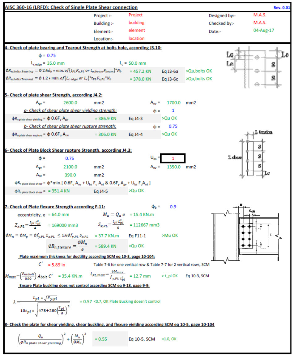 Mohamed Abushady, P.E., PMP: AISC 360-16 LRFD Shear Plate bolted ...