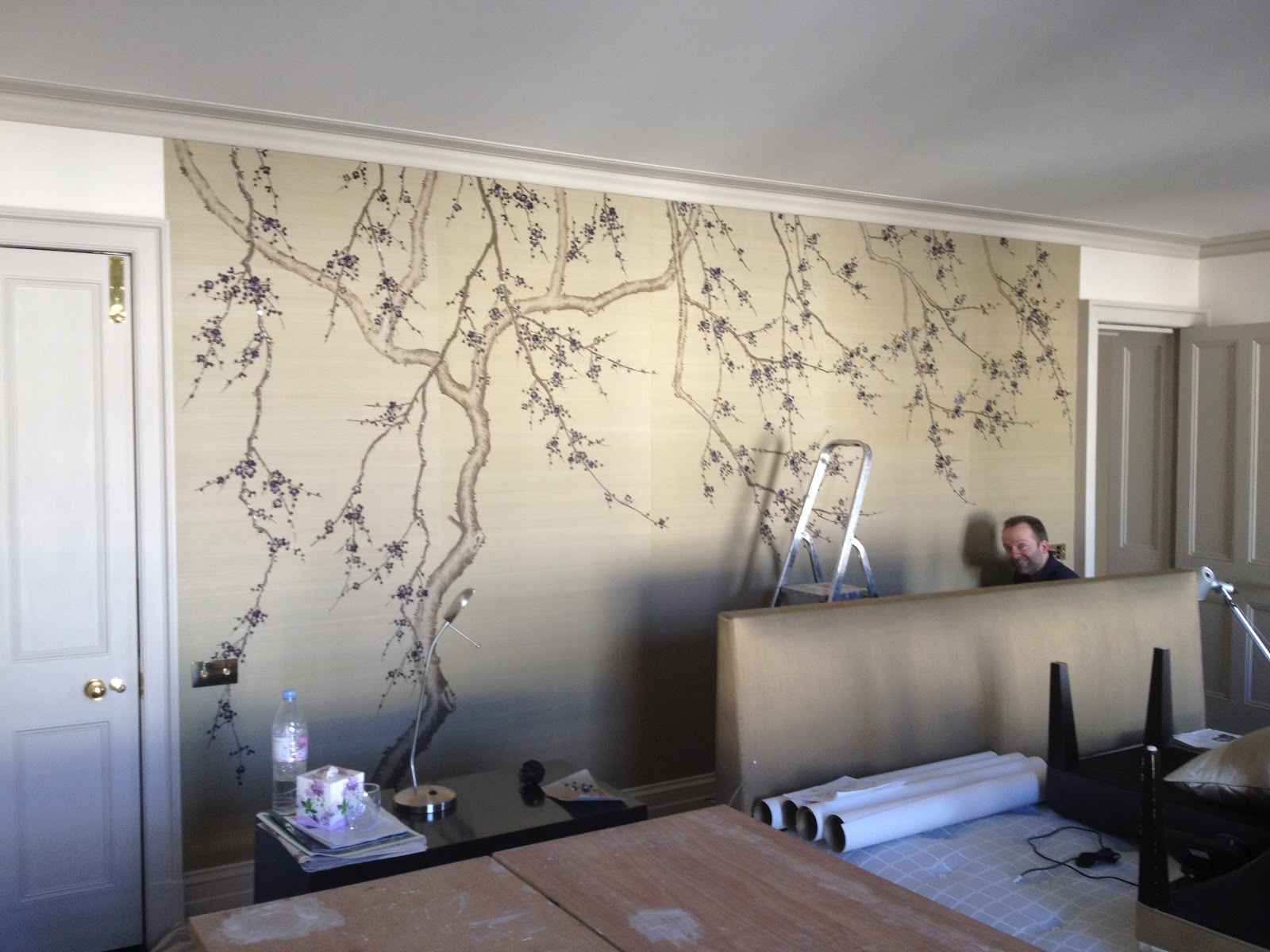 Meads Decorating: Hanging Fromental hand embroidered silk wallpaper