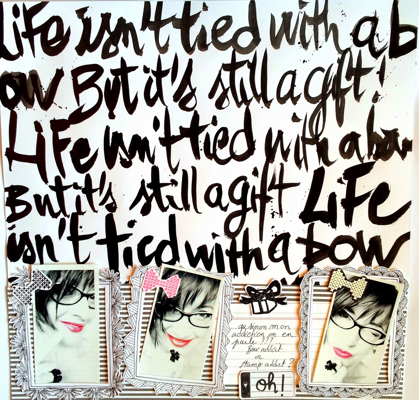 méli-mélo studio: Scrapbooking Layout Black and White Calligraphy by Carole