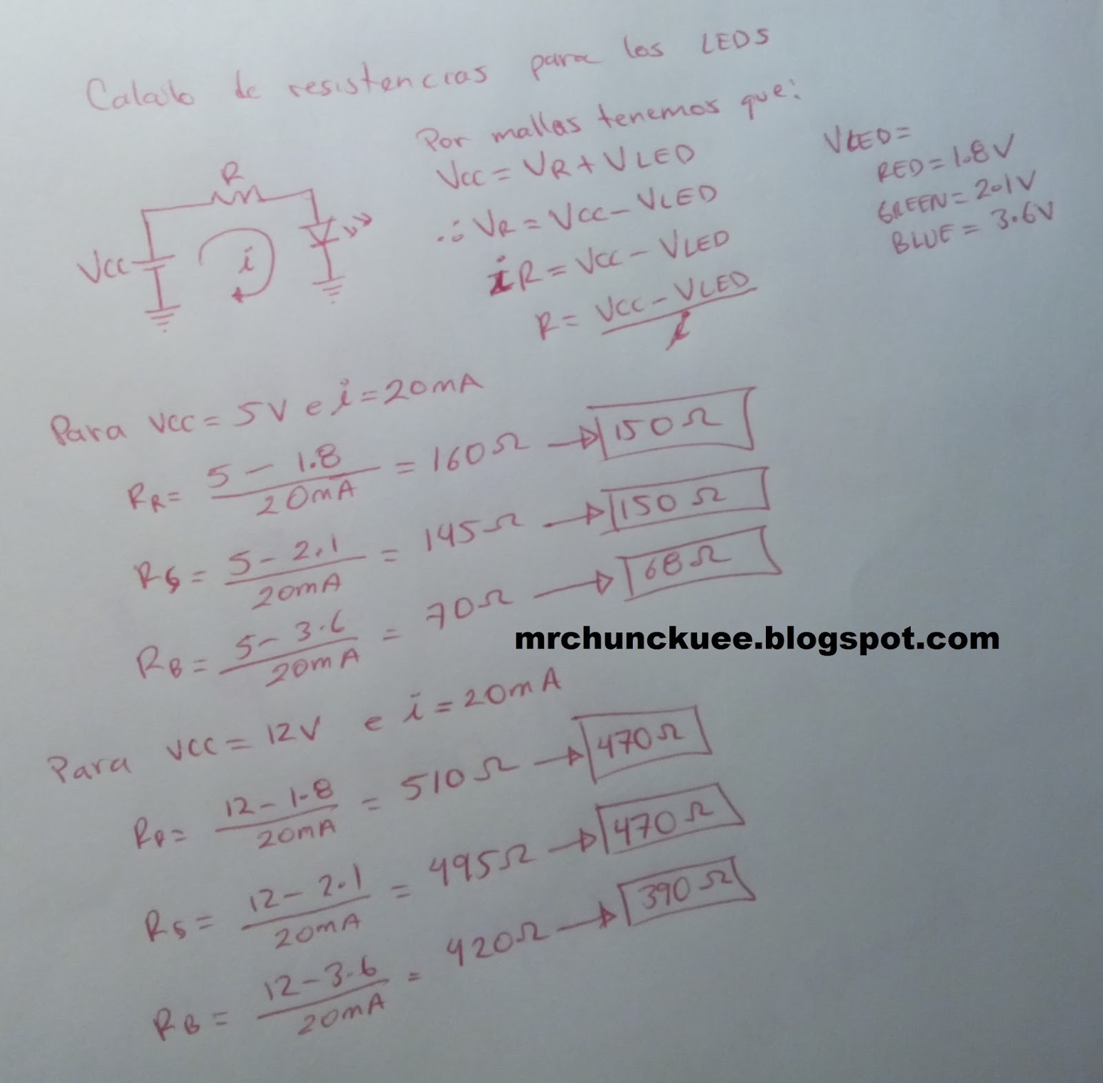 Calculando resistencia para un LED RGB