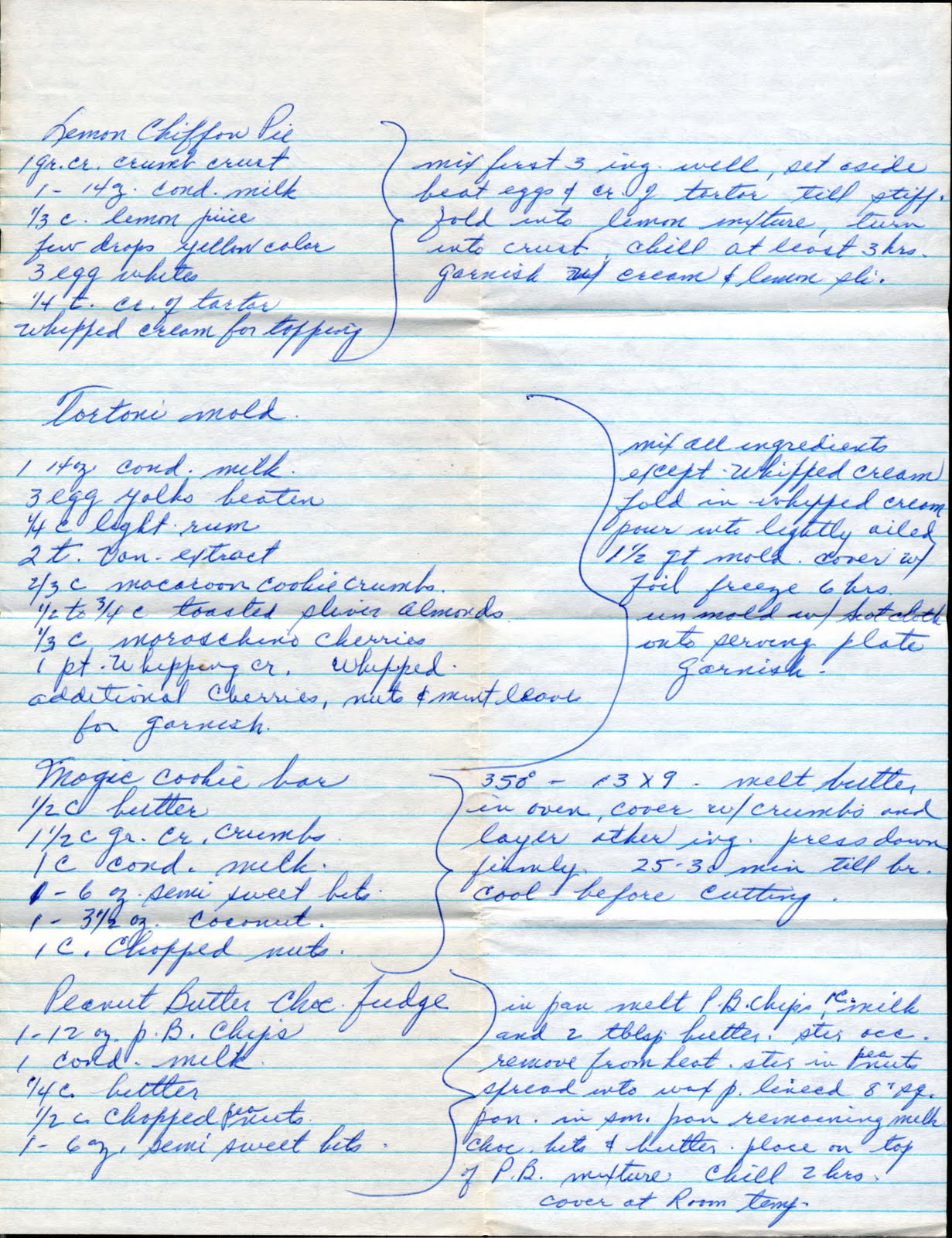 Memere's Favorite Recipes: Four Recipes on Note Paper