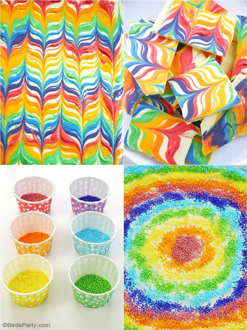 Rainbow Chocolate Bark Recipe 2 Ways - Party Ideas | Party Printables Blog