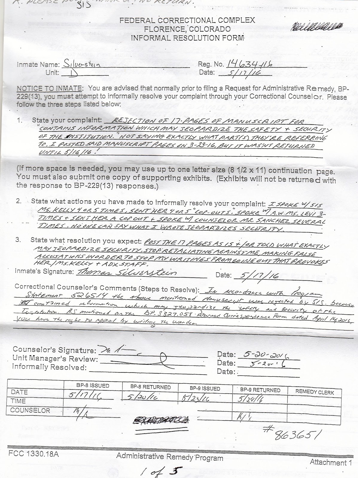 Tommy Silverstein, the most isolated man : Tommy Silverstein manuscript ...