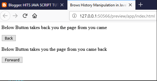 Forward and Back in Browser Using JavaScript | Hits JavaScript Tutorial