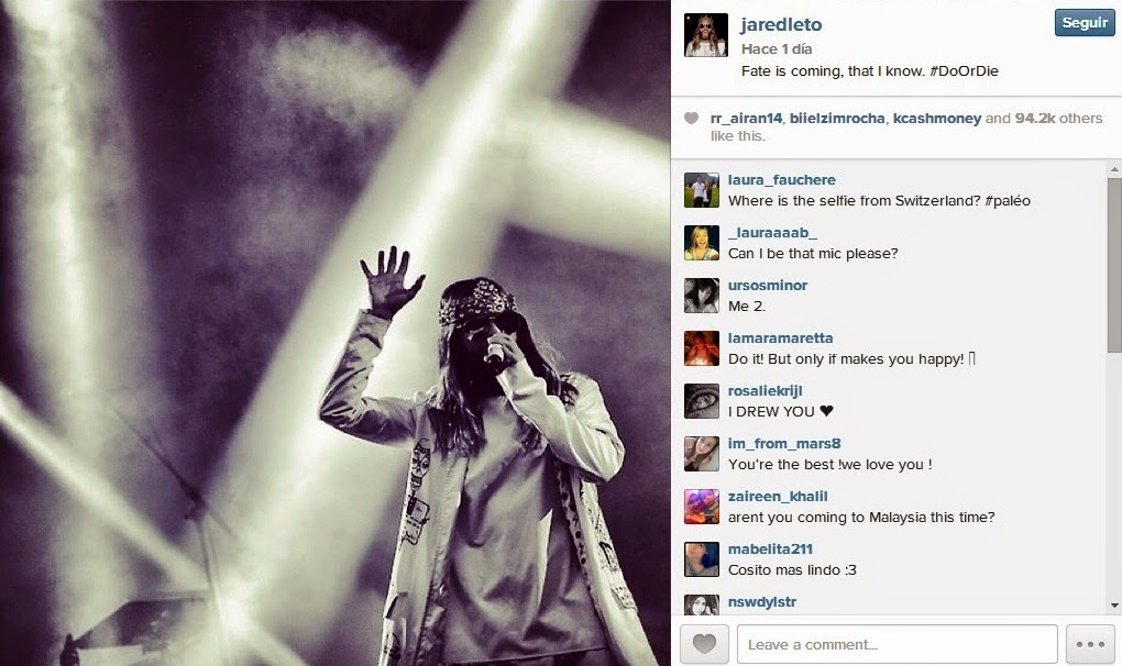 Jared Leto Latin American Fans: Actualizaciones Instagram y tumblr 24 ...