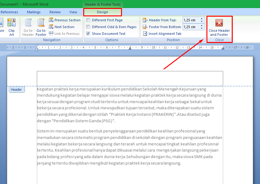 Cara Menghapus Header dan Footer di MS Word 2007 | Espada Blog Cara Menghapus Header dan Footer di MS Word 2007 | Espada Blog