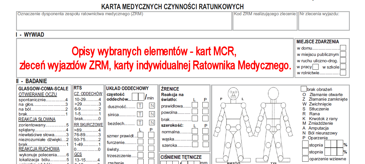 Ratownictwo Medyczne - łączy nas wspólna pasja...: Jak opisywać wybrane elementy kart MCR ...