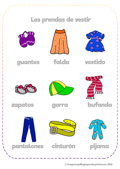 Imprimir y aprender palabras con Imagenes de ropa-Colorear dibujos ...