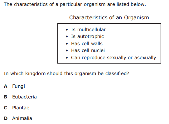 Science Released STAAR Questions: 6.12D